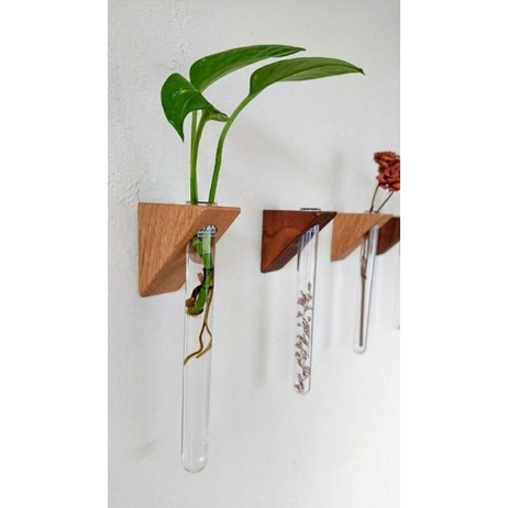 Jual vas bunga kayu jari/ vas bunga hiasan dinding .sudah sepaket sama ...