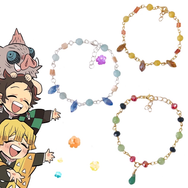 Jual tanjiro zenitsu inosuke demon slayer inpired bracelet | Shopee ...