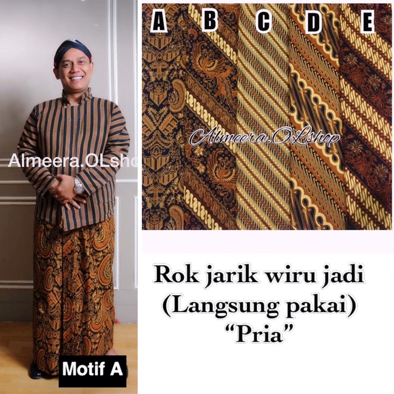 Jual jarik wiru jadi pria warna coklat rok jarik wiru instant | Shopee ...