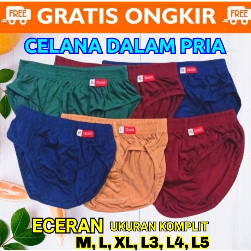 Jual Sempak Celana Dalam Pria Remaja Dewasa Size M L XL L3 L4 L5 [GOLD ...