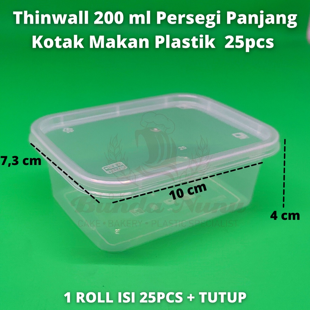 Jual Thinwall 200ml Persegi Food Container Kotak Makan Plastik Tahan