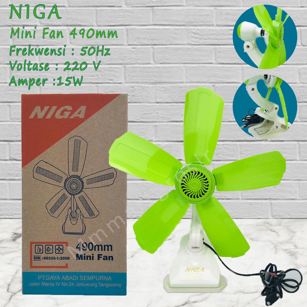 Jual KIPAS ANGIN NIGA MINI FAN 490mm / KIPAS JEPIT | Shopee Indonesia