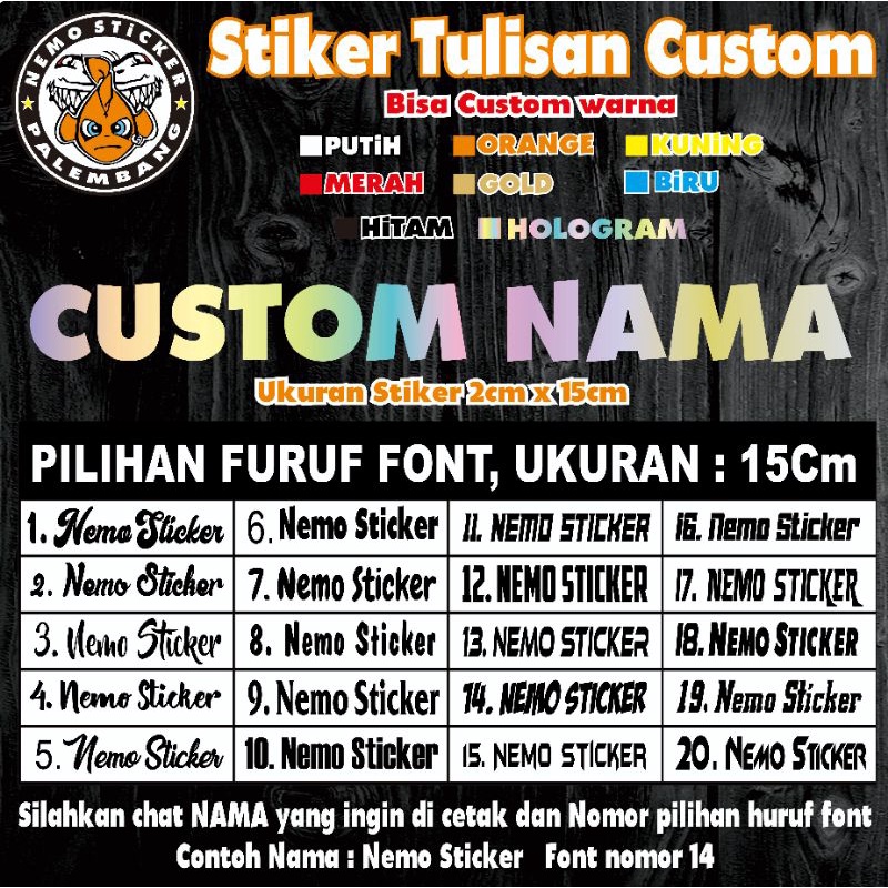 Jual stiker custom nama suka2 termurah (BISA COD) /MINIMAL ORDER 2PC ...