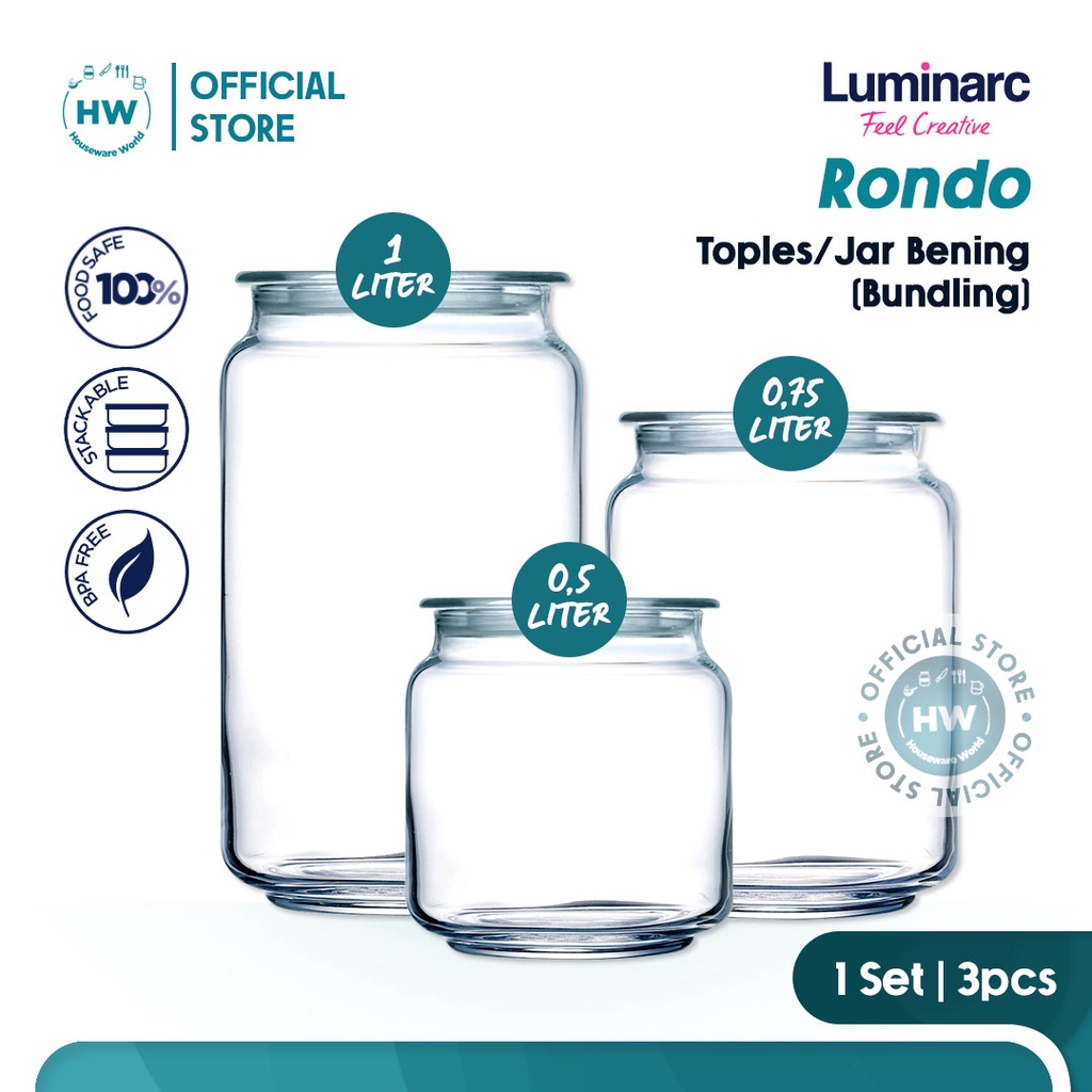 Jual Luminarc Set Toples/Jar Rondo Bening - 3pcs | Shopee Indonesia