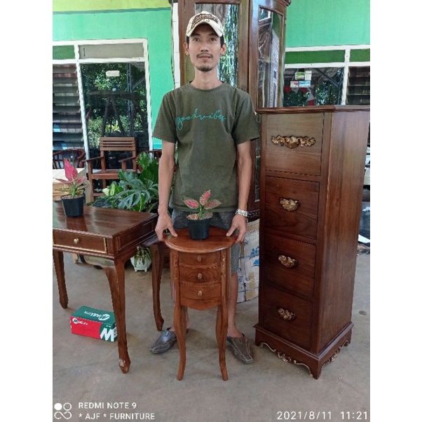 Jual nakas cempolong kayu jati 3laci / nakas pelaminan bulat murah ...