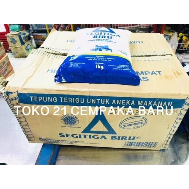 Jual PROMO Segitiga Biru Kemasan Bening 1 KARTON - 1 KG x 12 bungkus | Tepung 1KG | Shopee Indonesia