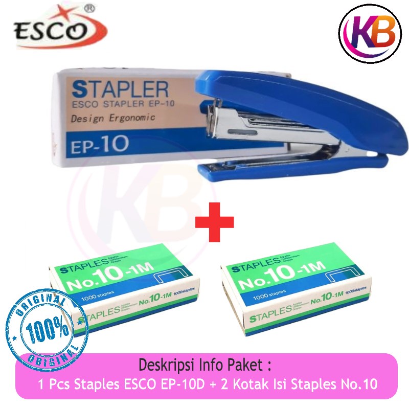 Jual Staples Esco Ep 10D Stapler Hekter Warna Random + Isi 2 Kotak ...