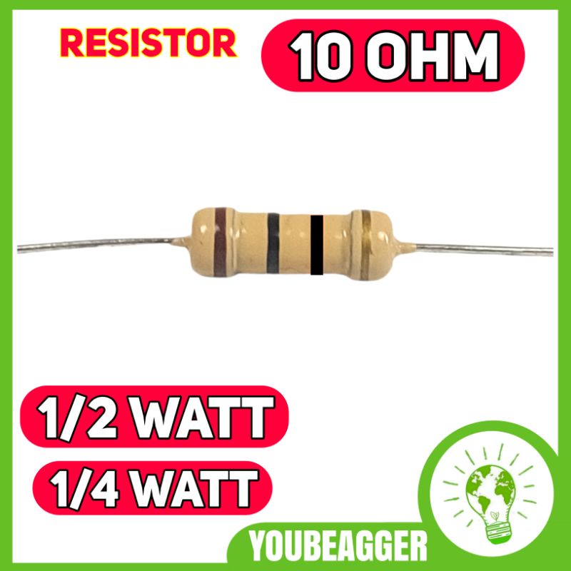 Jual Resistor 10 ohm 1/2 watt dan 1/4 watt | Shopee Indonesia