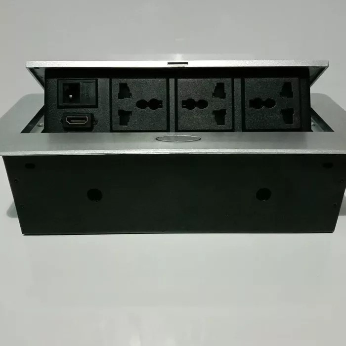 Jual STOP KONTAK MEJA /LANTAI HDMI - RJ45 CAT5E - 3 POWER - SILVER ...