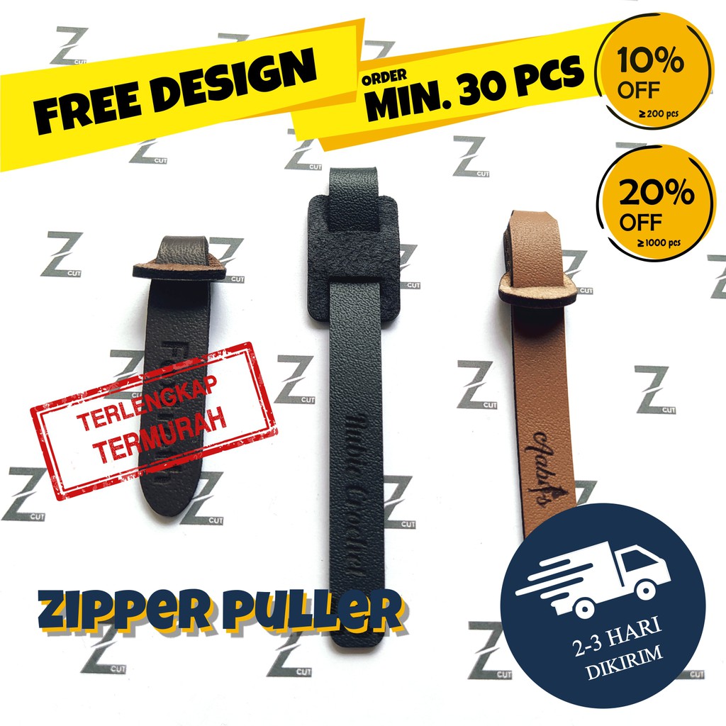Jual [MIN. 30pcs] Tag / Zipper Puller Kulit Sintetis Kulsin Custom ...