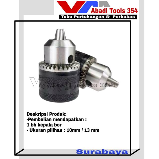 Jual Drill chuck B12 clamping range 10mm ulir M10 kepala bor 10mm ...