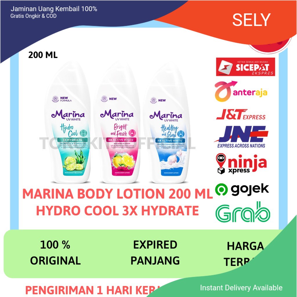 Jual MARINA HAND & BODY LOTION 200 ML HYDRA COOL 3X HYDRATE MARINA 200 ML | Shopee Indonesia