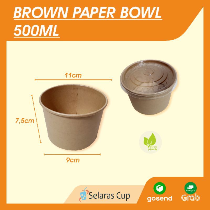 Jual ISI 100 paper bowl kraft - paper bowl cokelat - paperbowl tahan ...