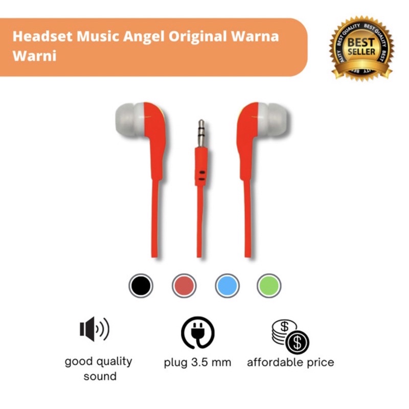 Jual Headset Music angel Biasa Hf Musiangel Handsfree Music Kabel Non ...