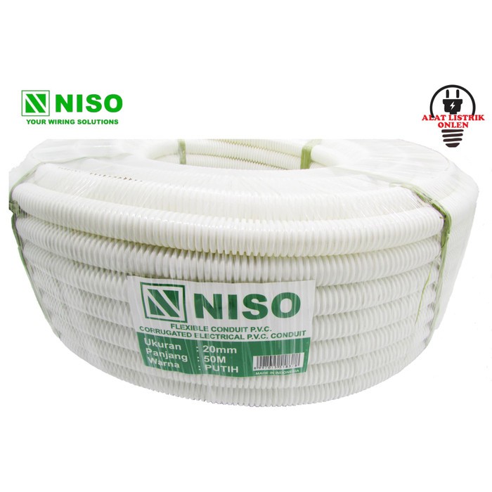 Jual Flexible Conduit / Flexible Pipa / Flexible NISO 20mm Putih - 50Mtr | Shopee Indonesia
