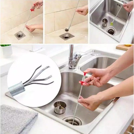 Jual Kawat Fleksibel Pembersih Saluran Air Wastafel Selokan Anti Sumbat/kawat pembersih got ...