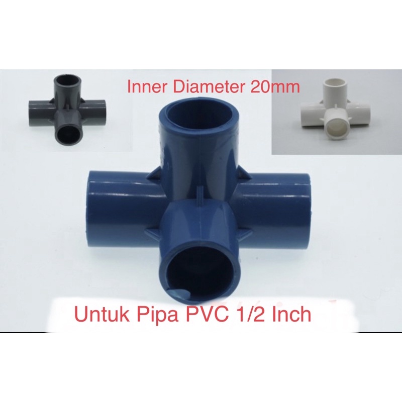 Jual Fitting 4 Way Arah T Tee 90 Degree Inner Diameter 20mm for Pipa ...