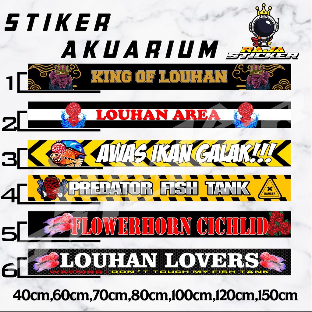 Jual Stiker Aquarium LOUHAN LOHAN FLOWERHORN CICHLID Ikan Galak ...