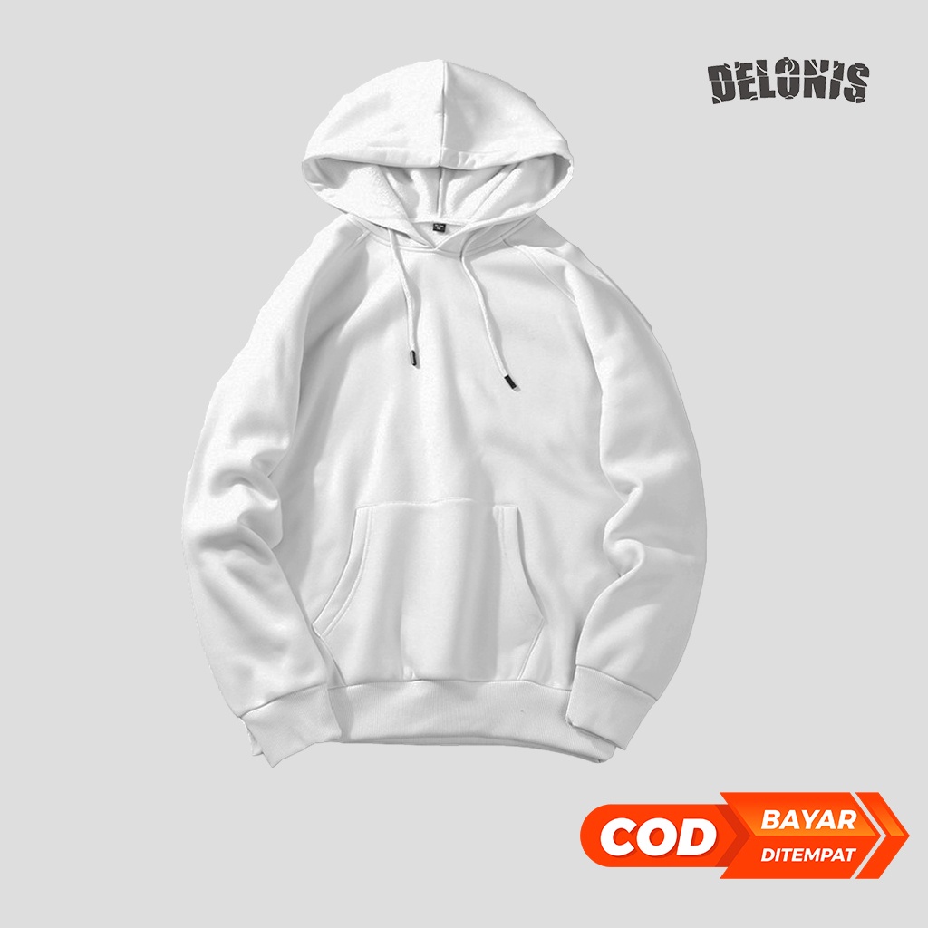 Jual HOODIE POLOS SWEATER POLOS WARNA PUTIH PRIA WANITA SIZE M L XL XXL ...