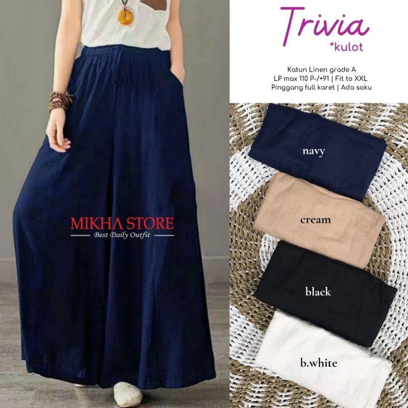 Jual Trivia Cullote - Trivi Kulot / Summer Kulot Cotton Linen Rami ...