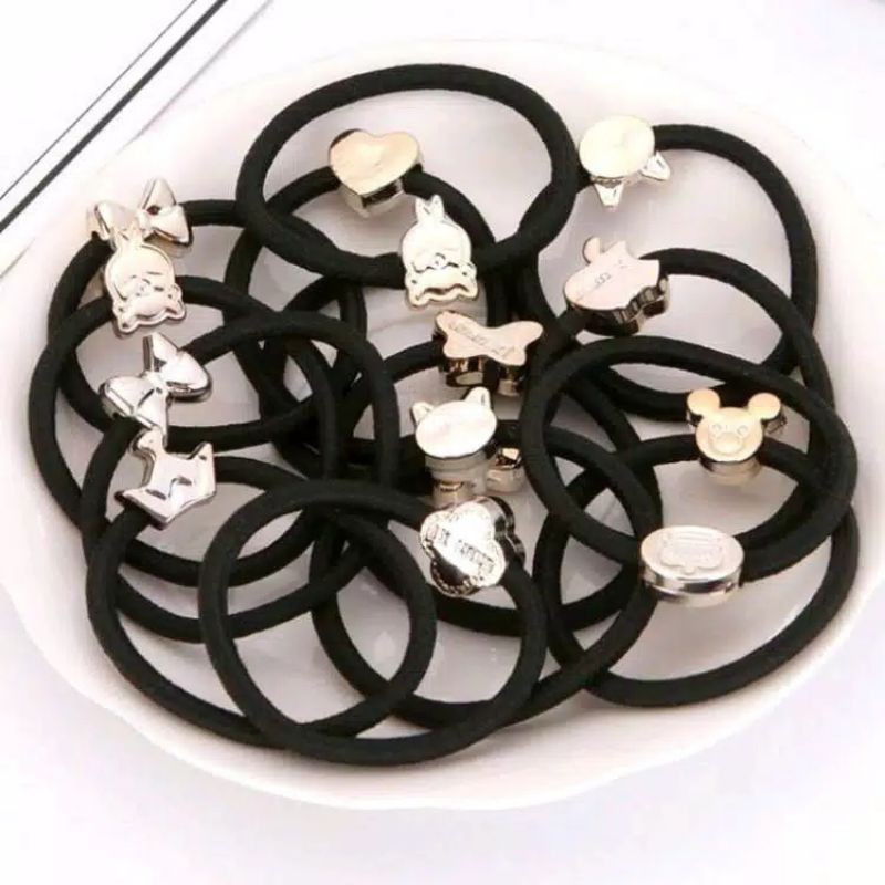 Jual Ikat Rambut Karet hitam Wanita Korea Karet Simple Elegan Karet ...