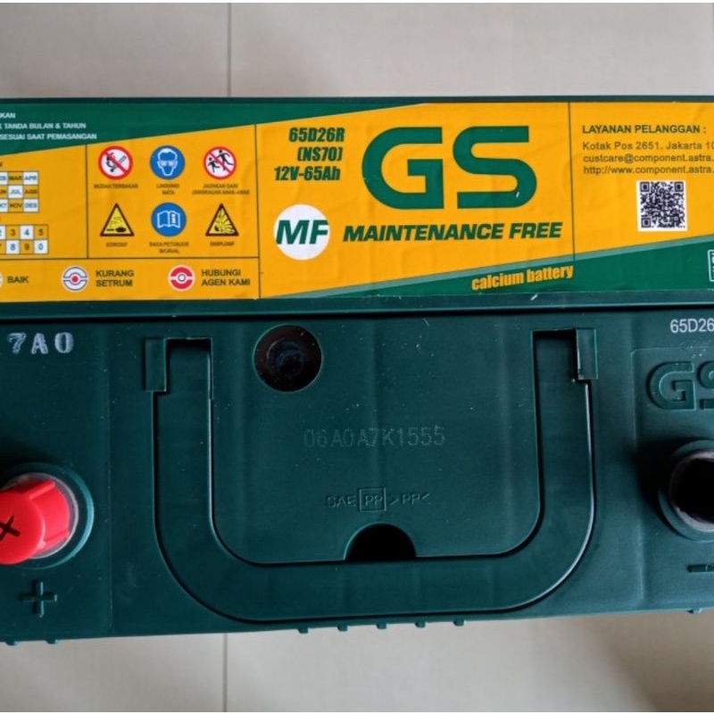 Jual aki batere mobil kijang lancer kuda GS Astra Otoparts Maintenance Free NS70 GS astra MF aki ...