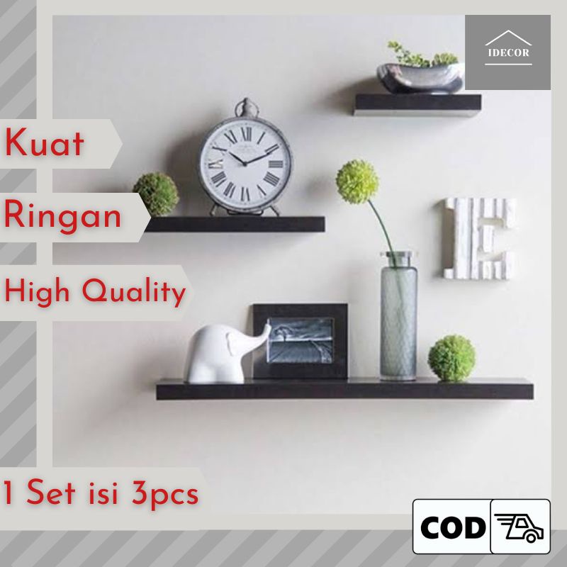 Jual 1Set Rak dinding rak ambalan rak aesthetic floating shelves slim ...