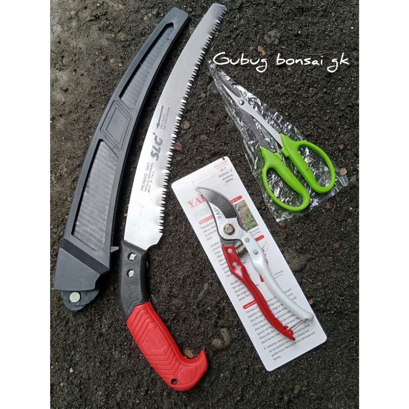 Jual paket alat bonsai berkebun gergaji gunting dahan dan gunting ranting | Shopee Indonesia
