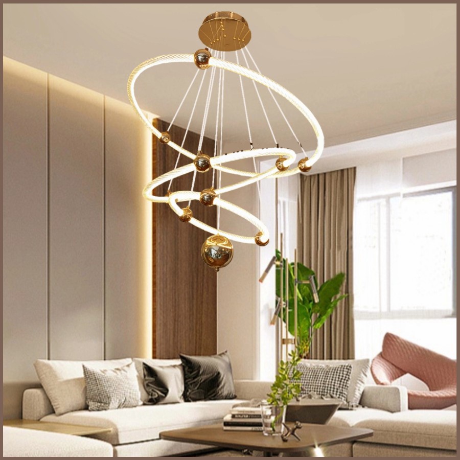 Jual Lampu hias gantung ring minimalis MODERN 3 COLOURS LED SPIRAL susun 3 pendant lighting ...