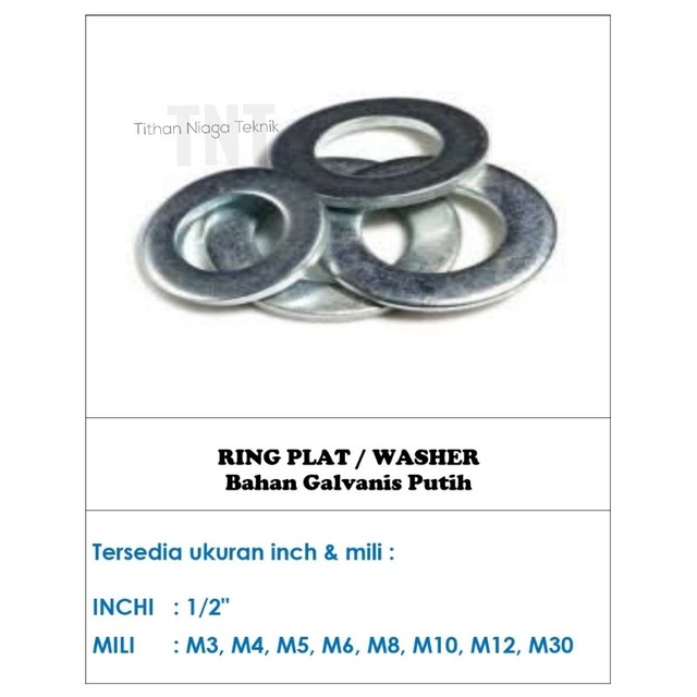 Jual M10 ( baut 14 ) flat washer / ring plat bahan stainless SS304 ...