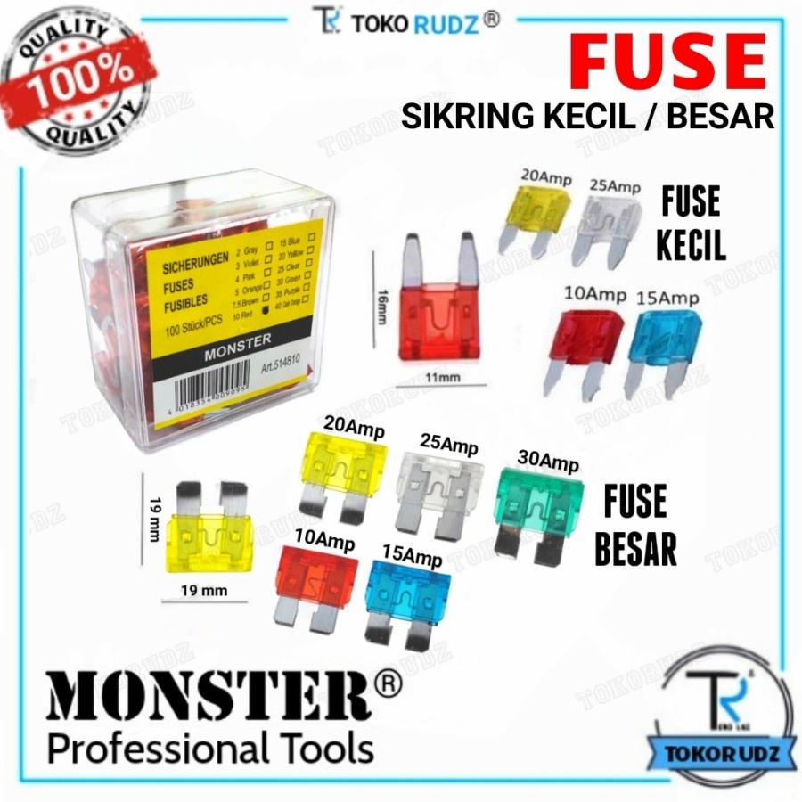 Jual Fuse DX Tancap Sekring Kecil Besar 10A 15A 20A 25A 30A Amper ...