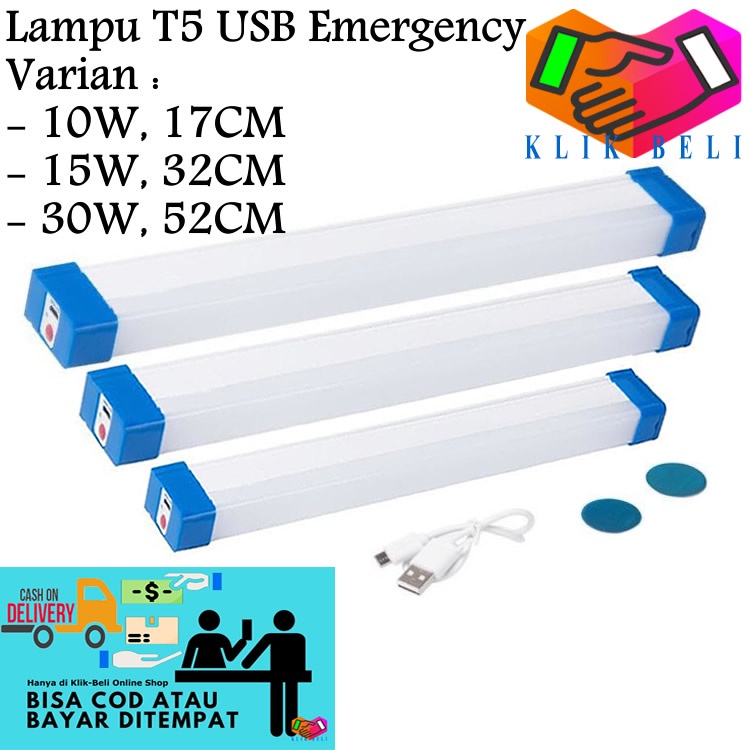 Jual Lampu T5 USB Emergency Mitsuyama Charger Portable LED 5V Bohlam SMD Putih Rechargeable 10W ...