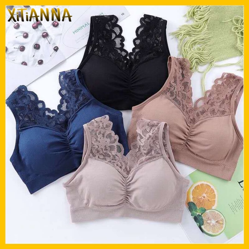 Jual XT Bra BH Wanita Tanpa Kawat Bahan Halus Bralette Elastis Sexy dengan Busa IMPORT Gaya ...