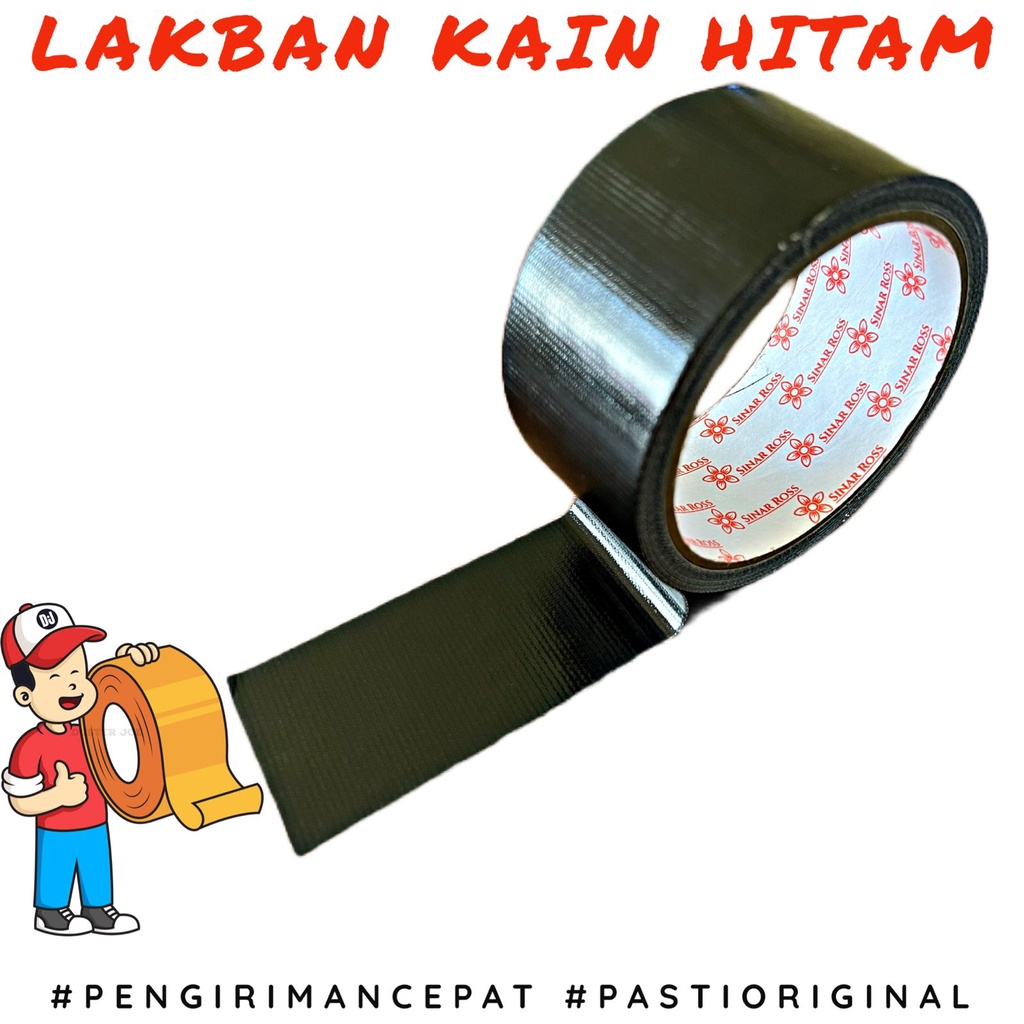 Jual Lakban Kain Hitam 2 inch 45mm 10 Y SINAR ROSS CLOTH TAPE PER 1 ROL ...