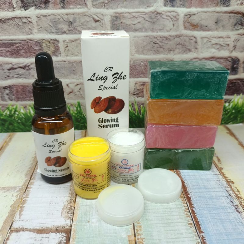 Jual Paket Cream Ling Zhi 4in1 (Siang+Malam+Sabun+Serum) | Shopee Indonesia