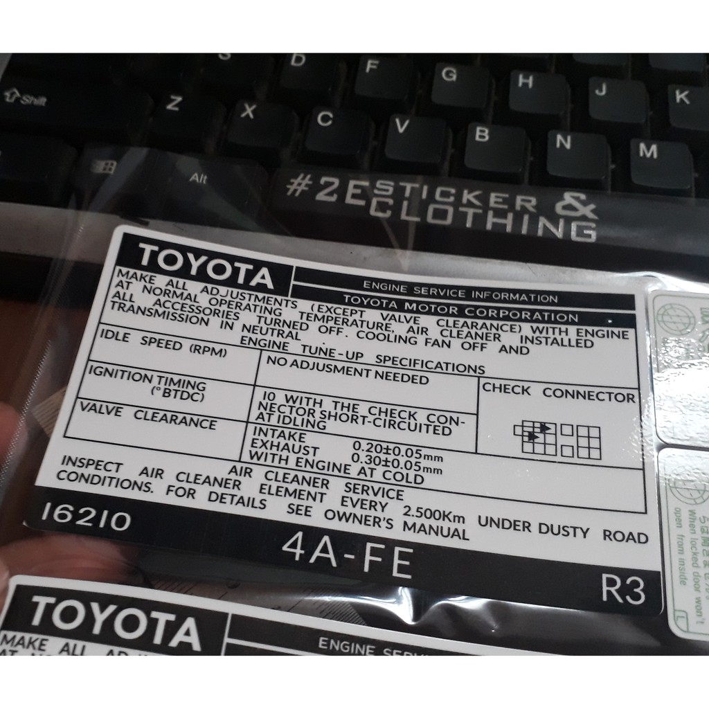 Jual Stiker Engine Service Information Toyota Corolla Great AE101 4AFE ...
