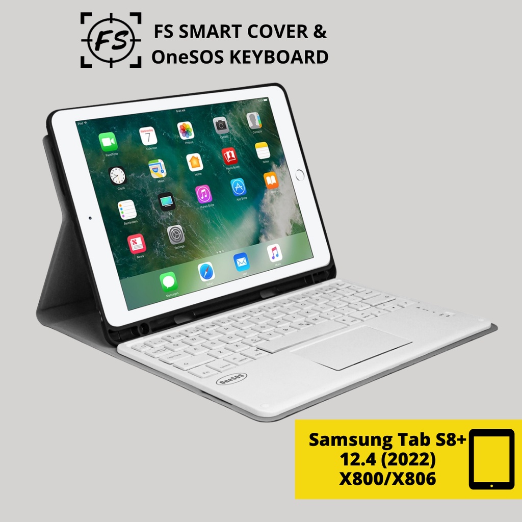 Jual FS Smart Cover & OneSOS Keyboard Bluetooth For Samsung Tab S8+ 12. ...