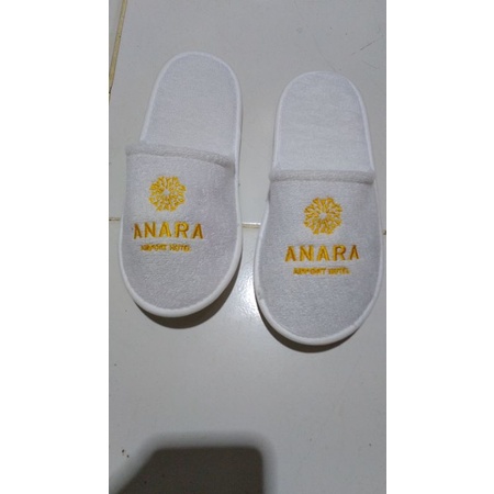 Jual sendal hotel bordir#sovenir#bisa costum merek sendiri#busa 5mm ...