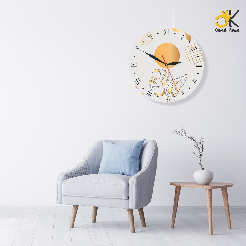 Jual JAM DINDING KAYU AESTHETIC MONSTERA ART WALL CLOCK RUMAH UNIK DAUN ...