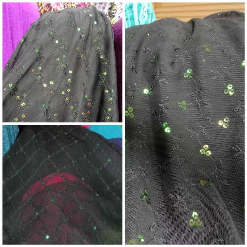 Jual kain/bahan tille hitam manik bordier/bahan tille | Shopee Indonesia