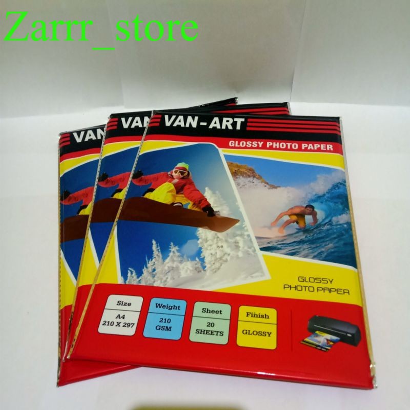 Jual 20 LEMBAR 1 PACK Kertas Foto / Kertas Photo Glossy A4 210 Gsm Van-Art / Vanco | Shopee ...