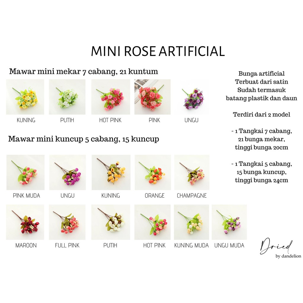 Jual MAWAR ARTIFICIAL MINI ROSE 21 DAN 15 KUNTUM BUNGA IMPORT PREMIUM ...