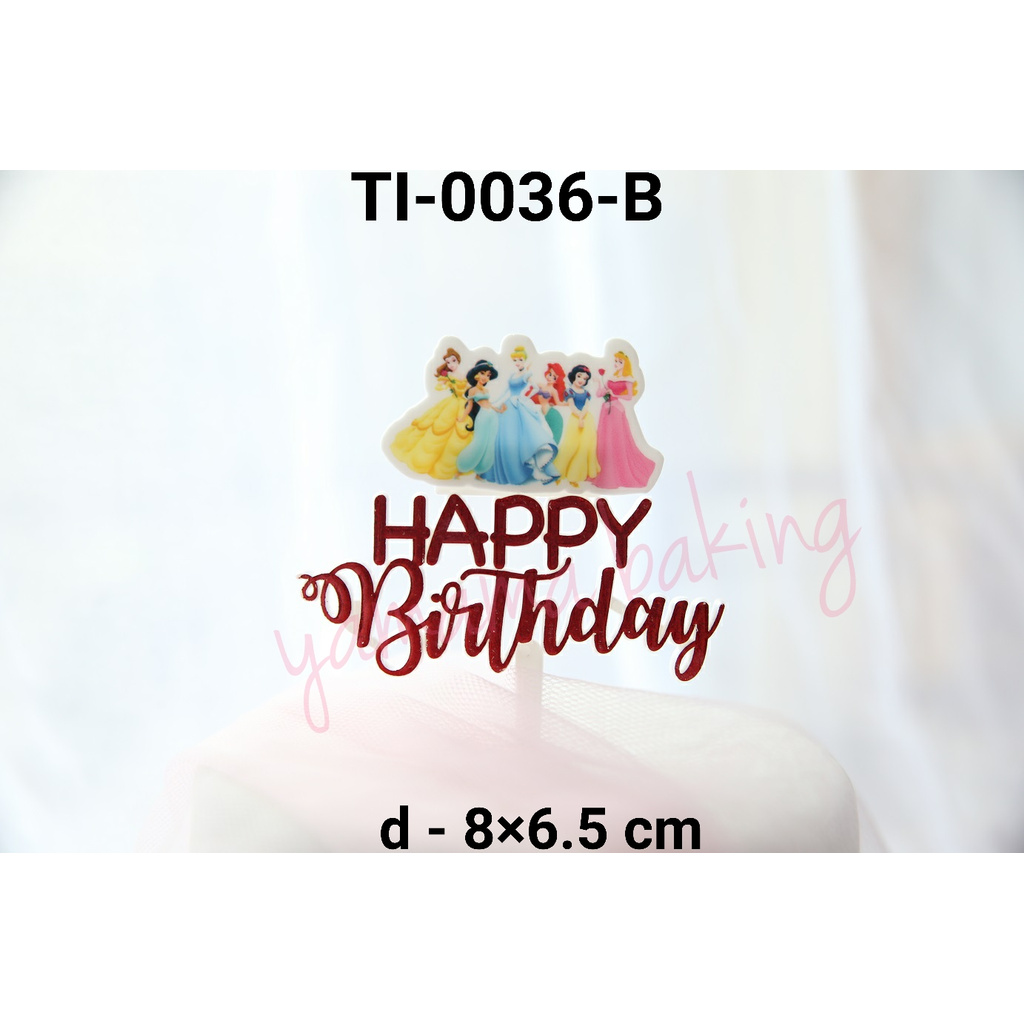 Jual TI-0036-B Cake topper happy birthday merah disney princess aurora ...
