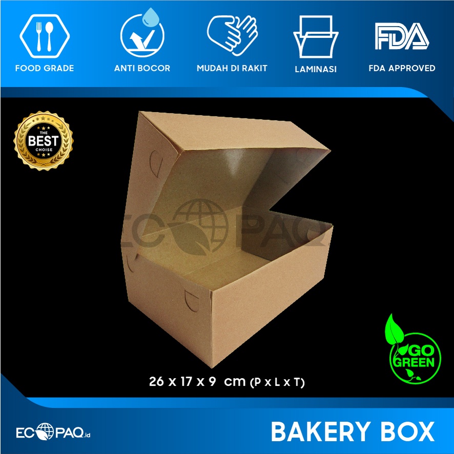 Jual Box Bakery S- Kotak Roti - Dus Roti - KRAFT COKLAT -22x15x8 cm (20 ...