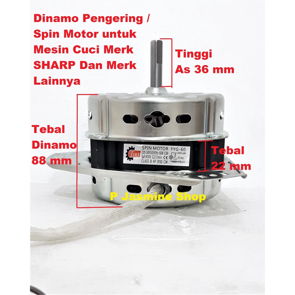 Jual Dinamo Pengering / Spin Motor Mesin Cuci Merk SHARP 6 - 9 Kg, Kawat Tembaga - Tins | Shopee ...