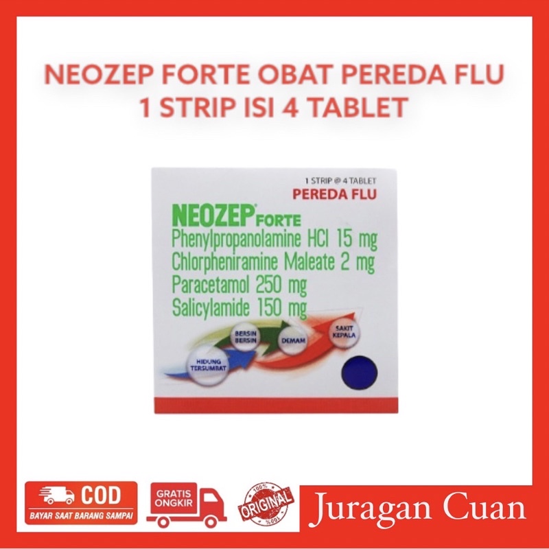 Jual NEOZEP FORTE 1 STRIP ISI 4 OBAT PEREDA FLU | Shopee Indonesia