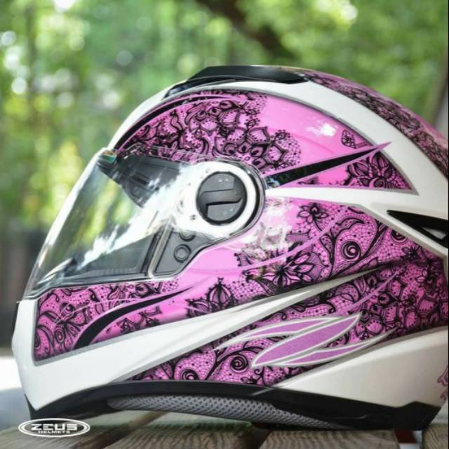 Jual HELM ZEUS 811 WHITE AL9 PURPLE HELM TOURING CEWEK HELM FULL FACE ...