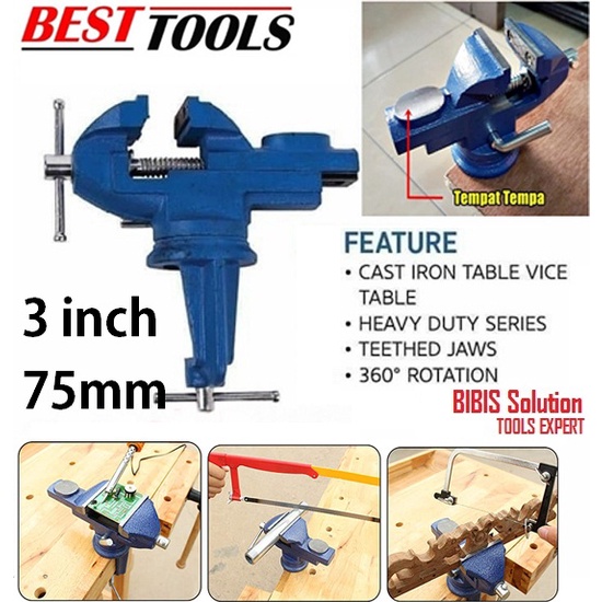 Jual Catok Ragum Meja Putar Tanggem Penjepit Table Vise Clamp 3 inch ...