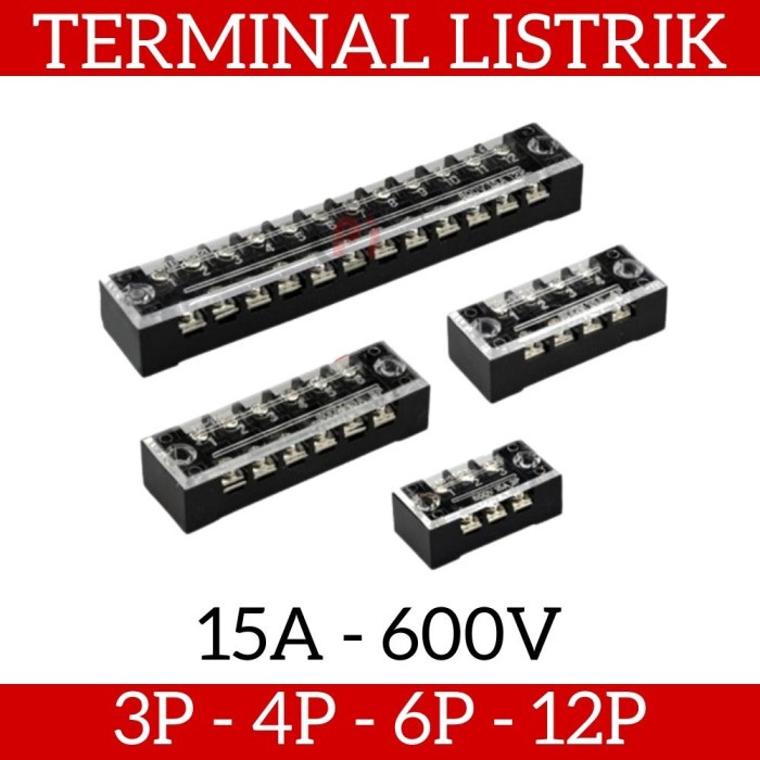 Jual Terminal Block Blok Listrik 15A TB 1503 1504 1506 1512 3P 4P 6P 12P | Shopee Indonesia