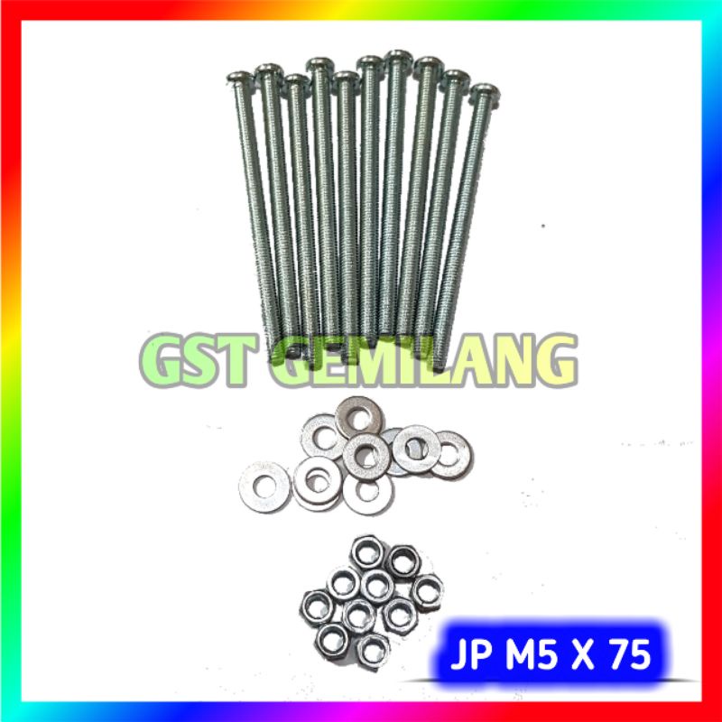 Jual 10 SET BAUT MUR Ring JP M5 X 75 KEPALA BULAT | Shopee Indonesia